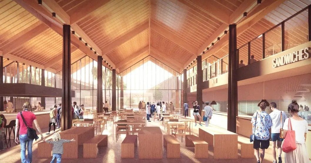 Tebay-style motorway service station and 100-room hotel near Bowdon ...