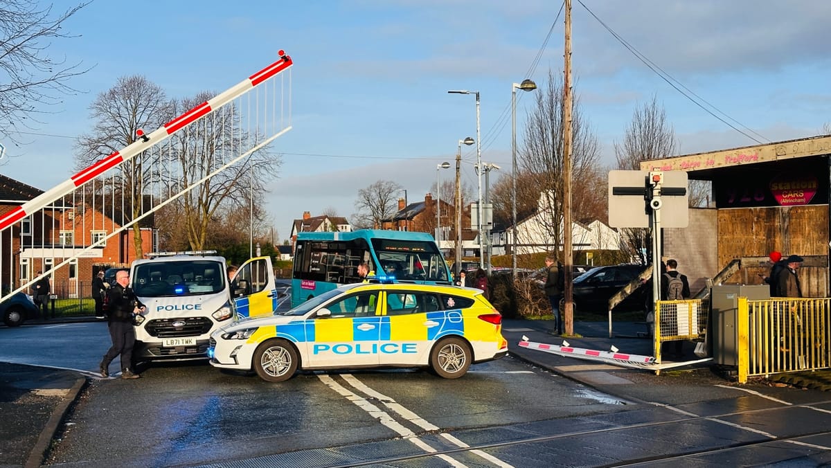 Severe travel disruption after taxi collides with two barriers at ...